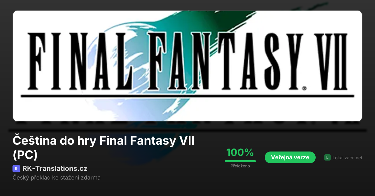 Čeština do Final Fantasy VII (PC) - Stáhnout zdarma | Lokalizace.net