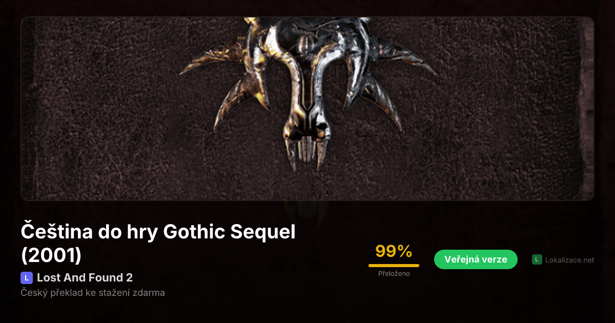 Čeština do Gothic Sequel (2001) - Stáhnout zdarma | Lokalizace.net